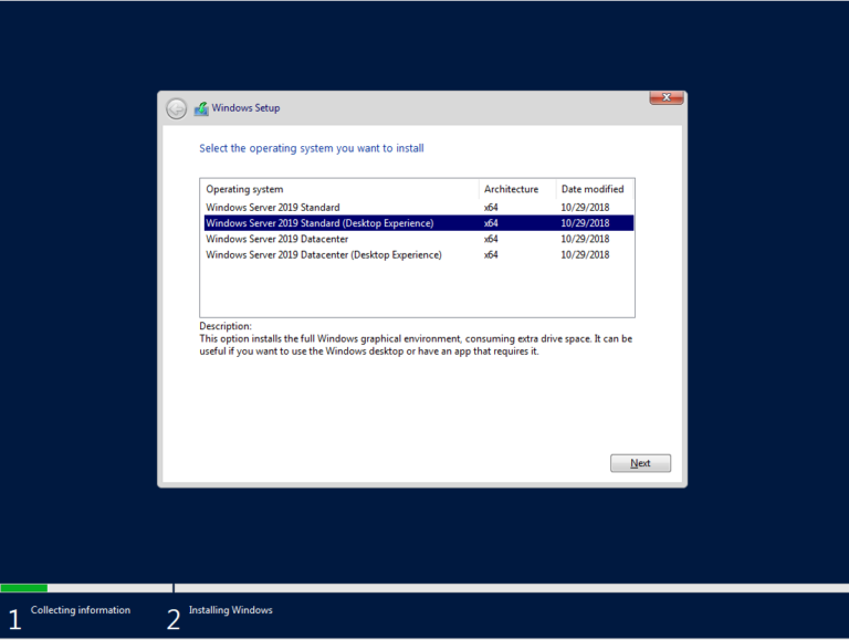 Deploying Windows Server 2019 Standard - Desktop Experience - HypervLAB